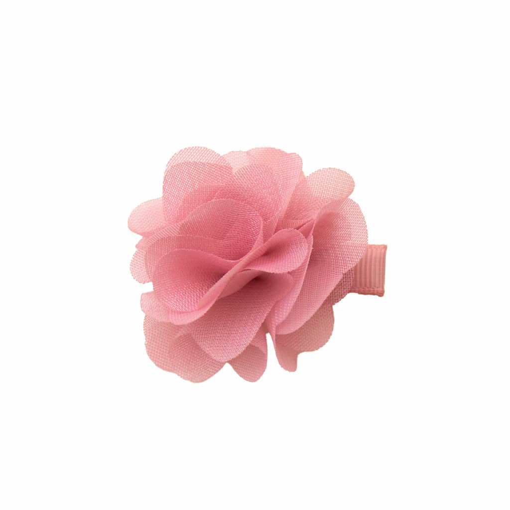 Barrette fleur organza vieux rose, barrette cérémonie